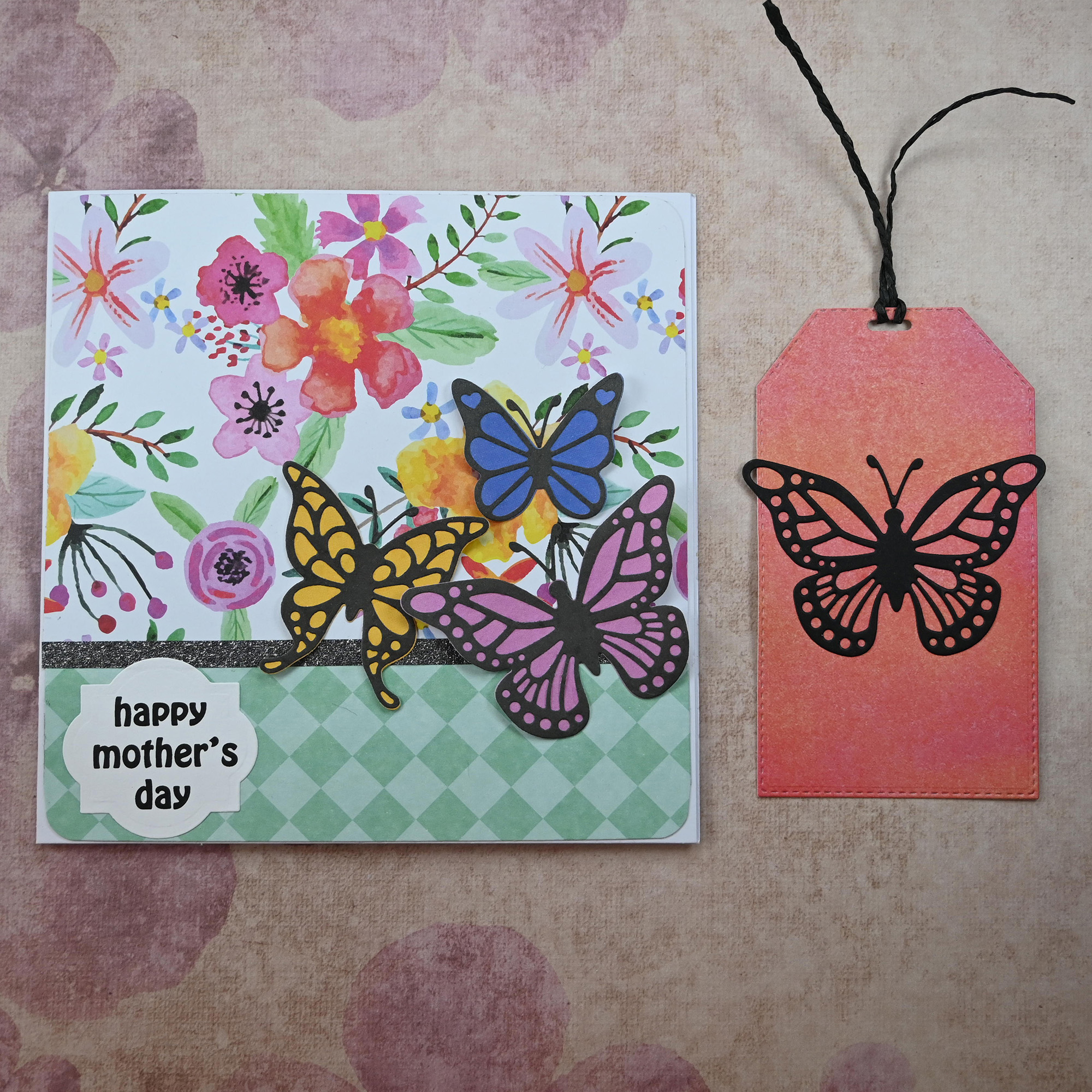 Butterfly Mother's Day Card and Tag - Paper Rose Cards